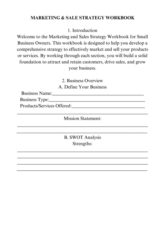 Marketing and Sales Strategy Workbook for Small Business Owners – NESIE ...