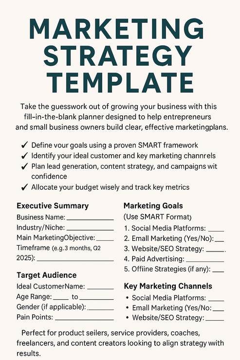 Editable Canva Marketing Strategy Template – Small Business Marketing ...