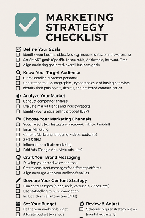 Marketing Strategy Checklist – Free PDF for Small Business Owners & En ...